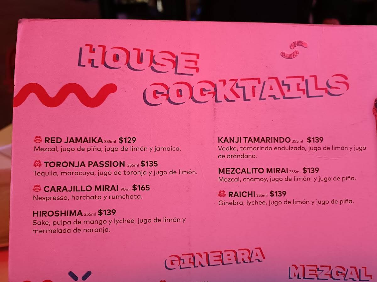 Carta del restaurante Mirai Cumbres, Monterrey, Av. P.º del Los Leones 9002