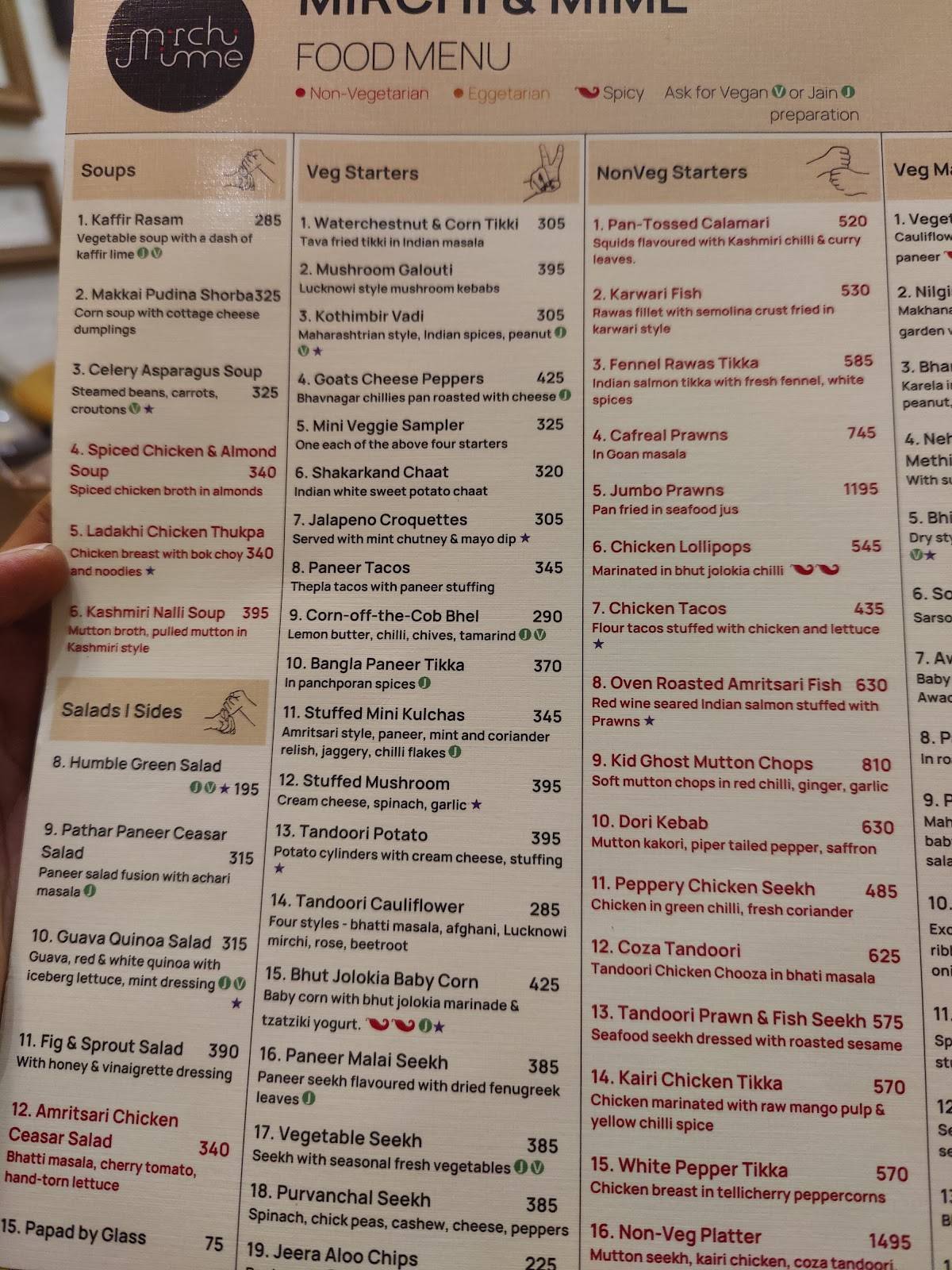 Menu at Mirchi & Mime, Mumbai, Transocean House