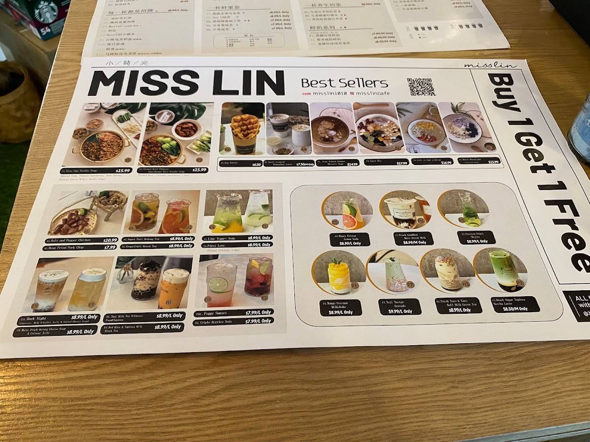 Menu at Miss Lin Cafe, Markham