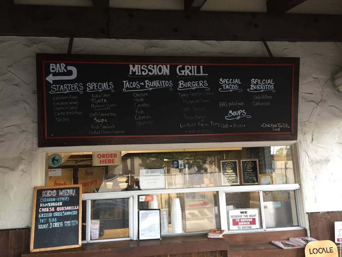 Menu at Mission Grill pub & bar, San Juan Capistrano, Camino Capistrano
