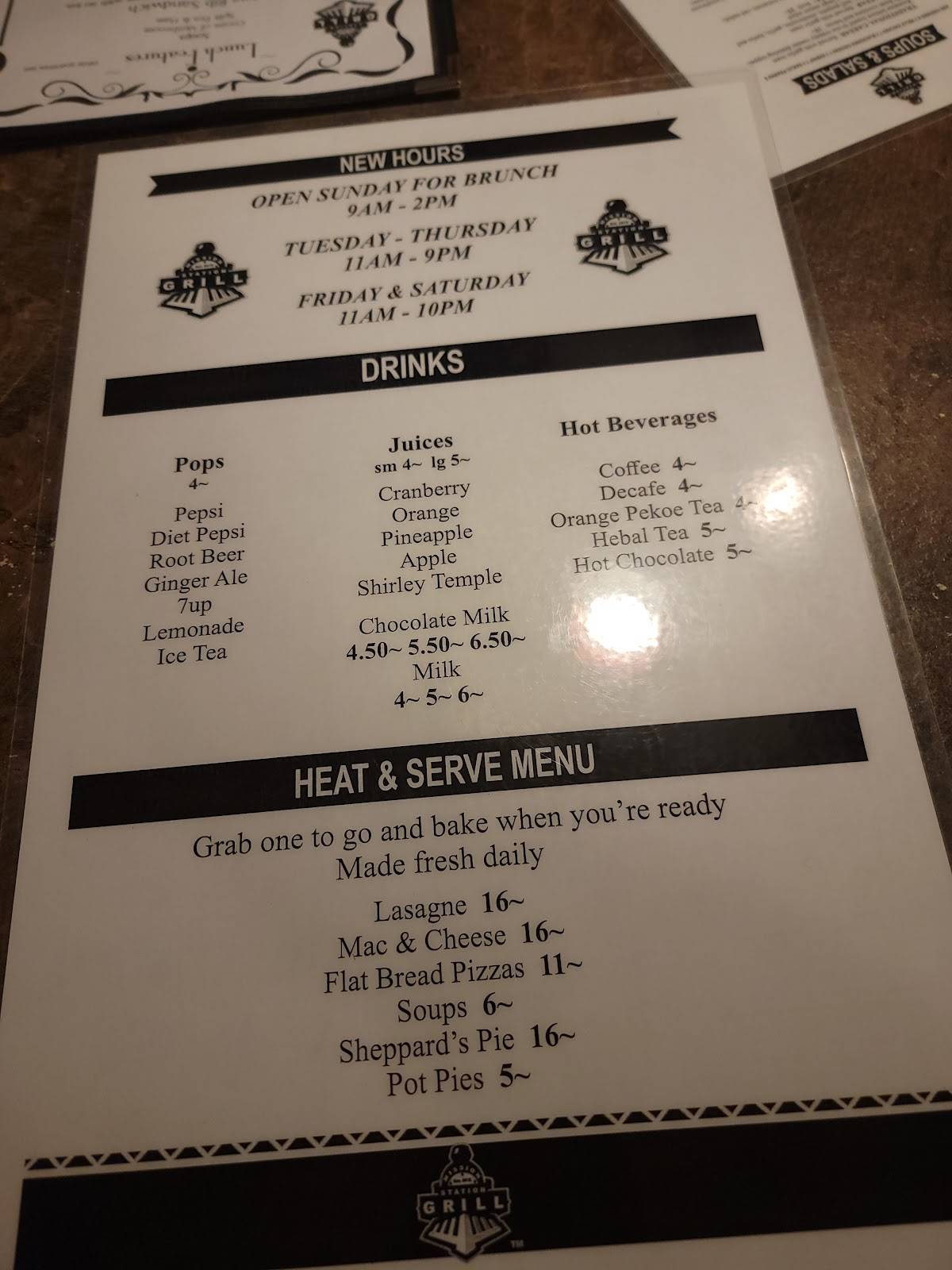 Menu at Mission Station Grill restaurant, Mission