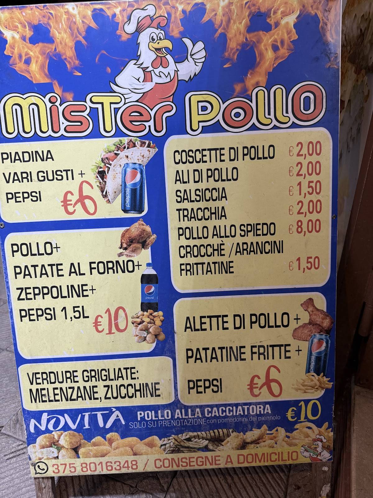 Menu at Mister Pollo restaurant, Acerra