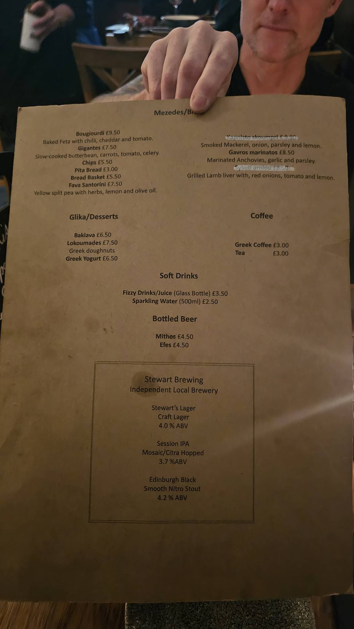 Menu at Mitsos - Serial Griller restaurant, Edinburgh