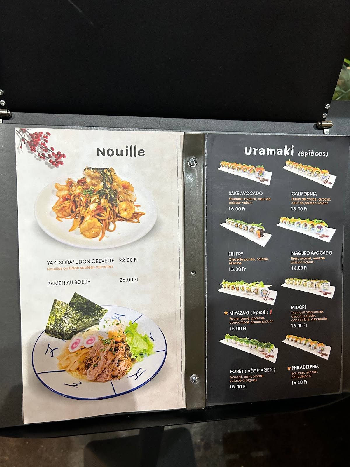 Speisekarte von Sushi Miyazaki, Montreux