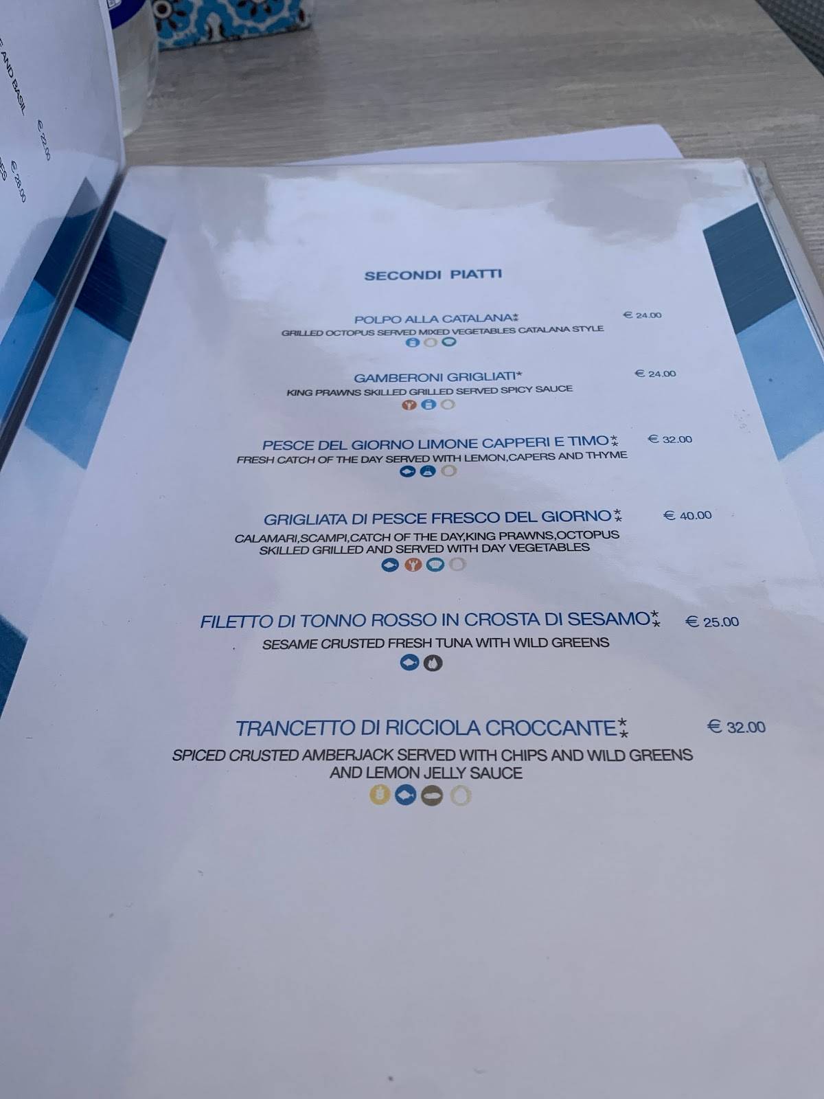 Menu at Molo 20 Cafe', Capri