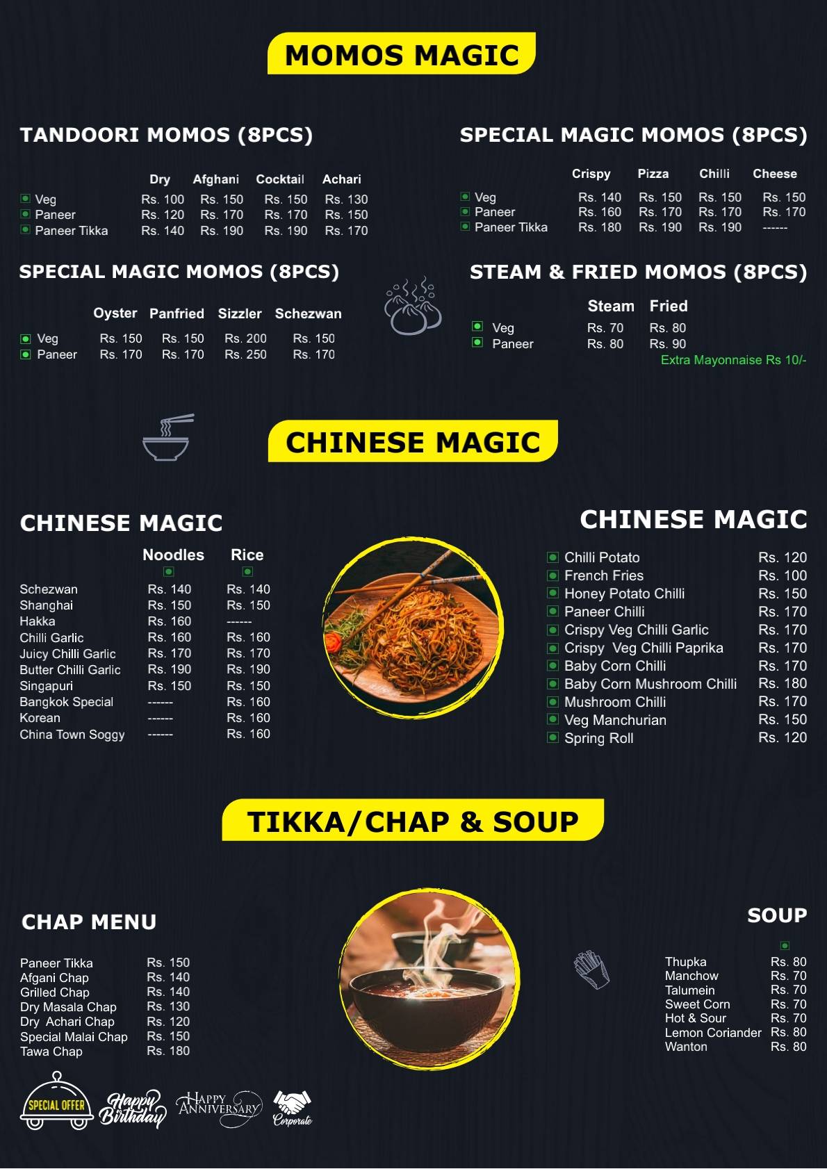 Menu at Momo Magic Cafe, Ujjain