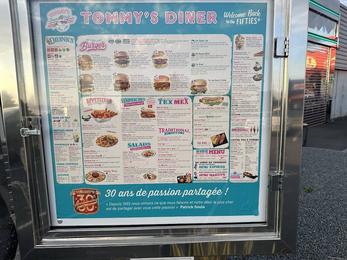 Menu au Tommy's Diner fast food, Mondeville