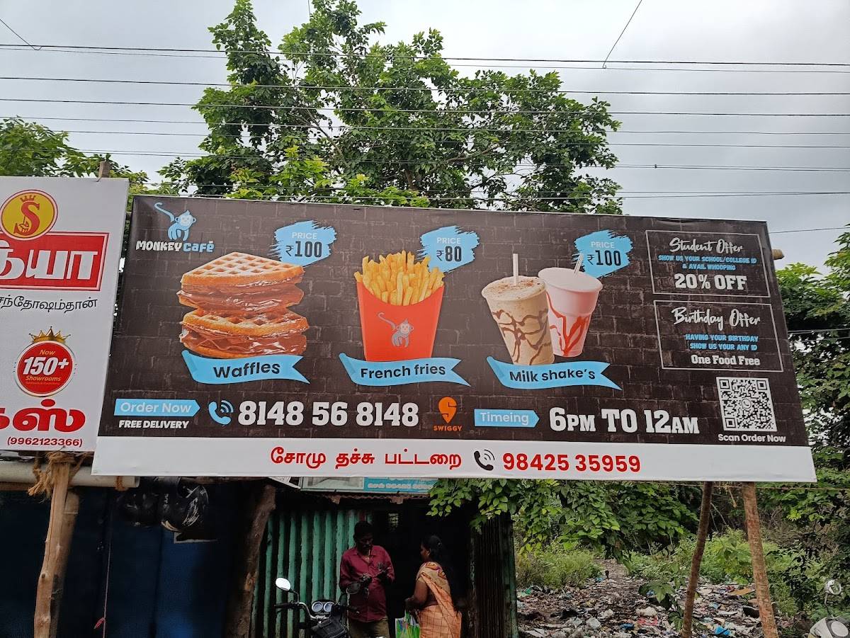 Menu at Monkey café, Virudhunagar