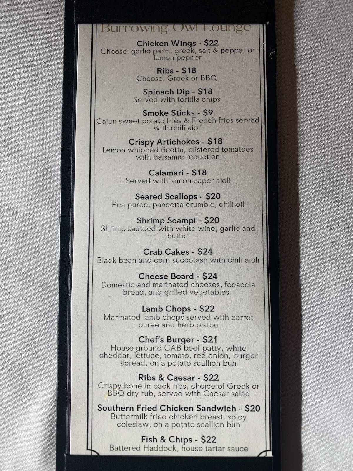 Menu at Grant Hall Dining Room & Lounge restaurant, Moose Jaw