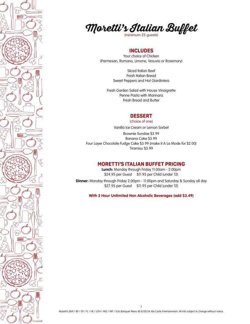 Menu at Moretti's Ristorante & Pizzeria Morton Grove, Morton Grove