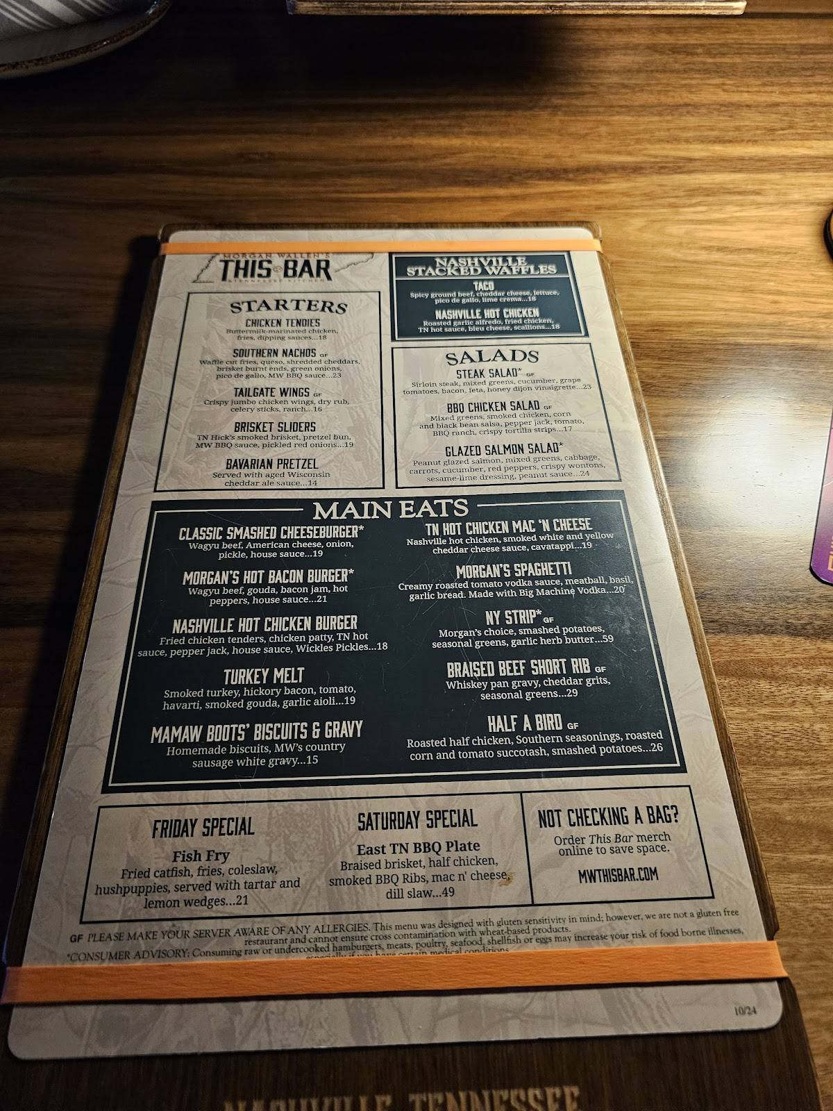 Menu at Morgan Wallen's This Bar & Tennessee Kitchen, Nashville