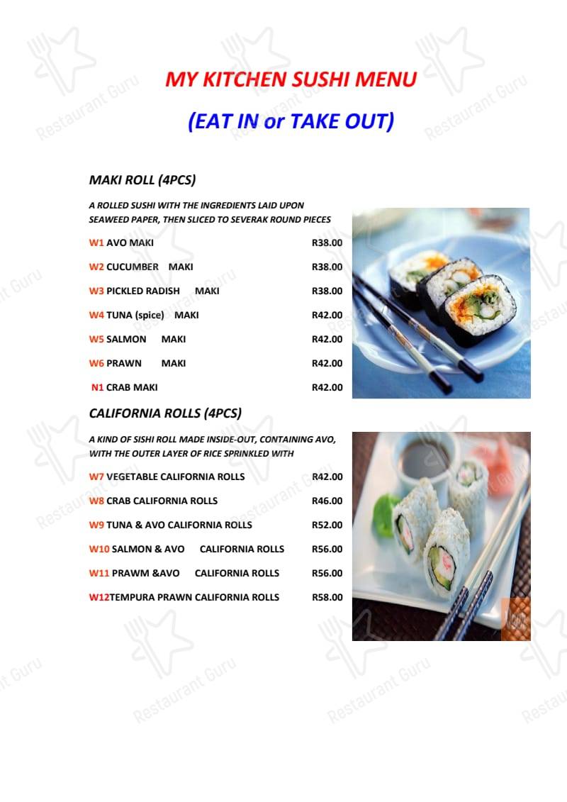 Menu at My Kitchen restaurant, Mount Edgecombe, Shop 4 Accord House