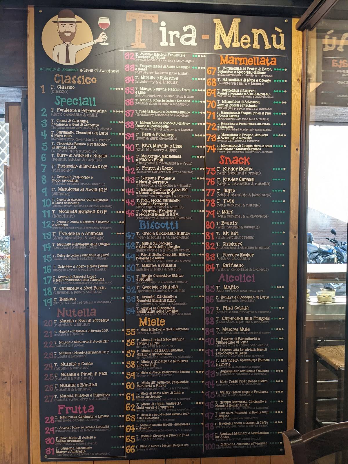 Menu at Mr. 100 Tiramisù pub & bar, Rome, Via dei Sediari