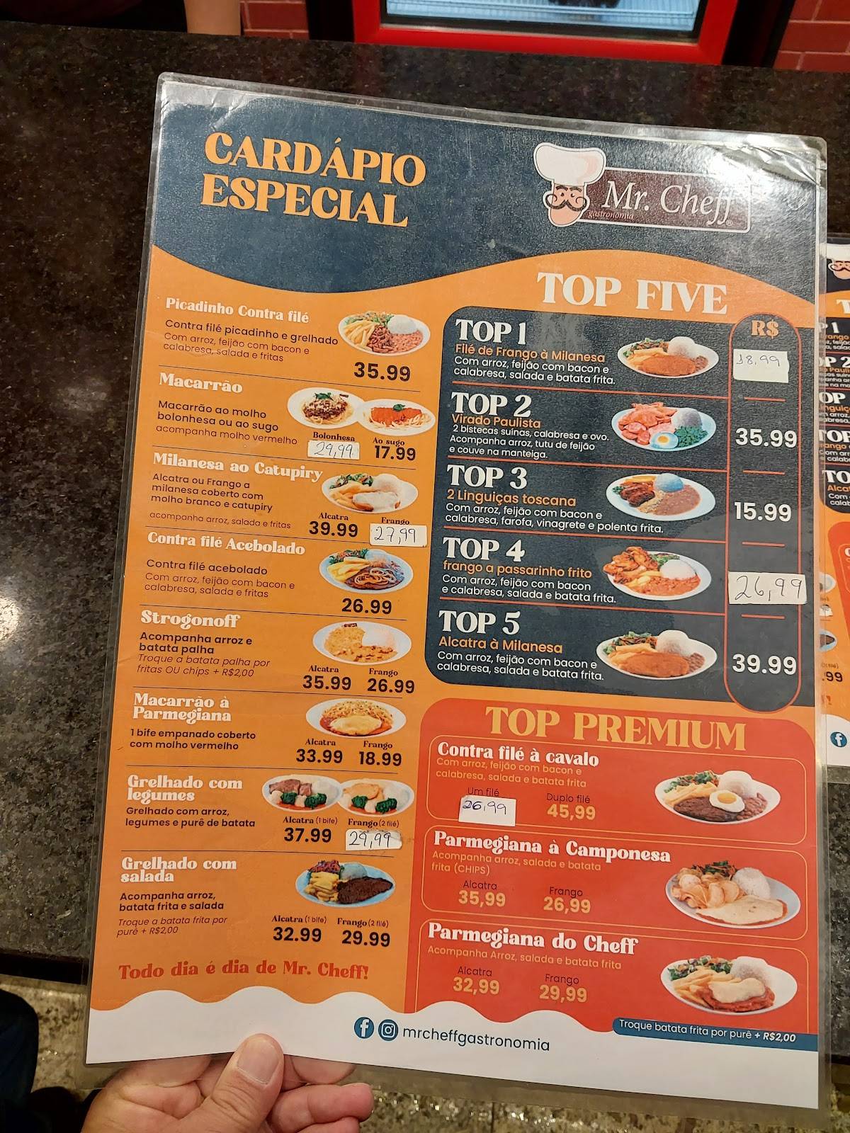 Menu em Mr. Cheff restaurante, Curitiba, Av. Sete de Setembro