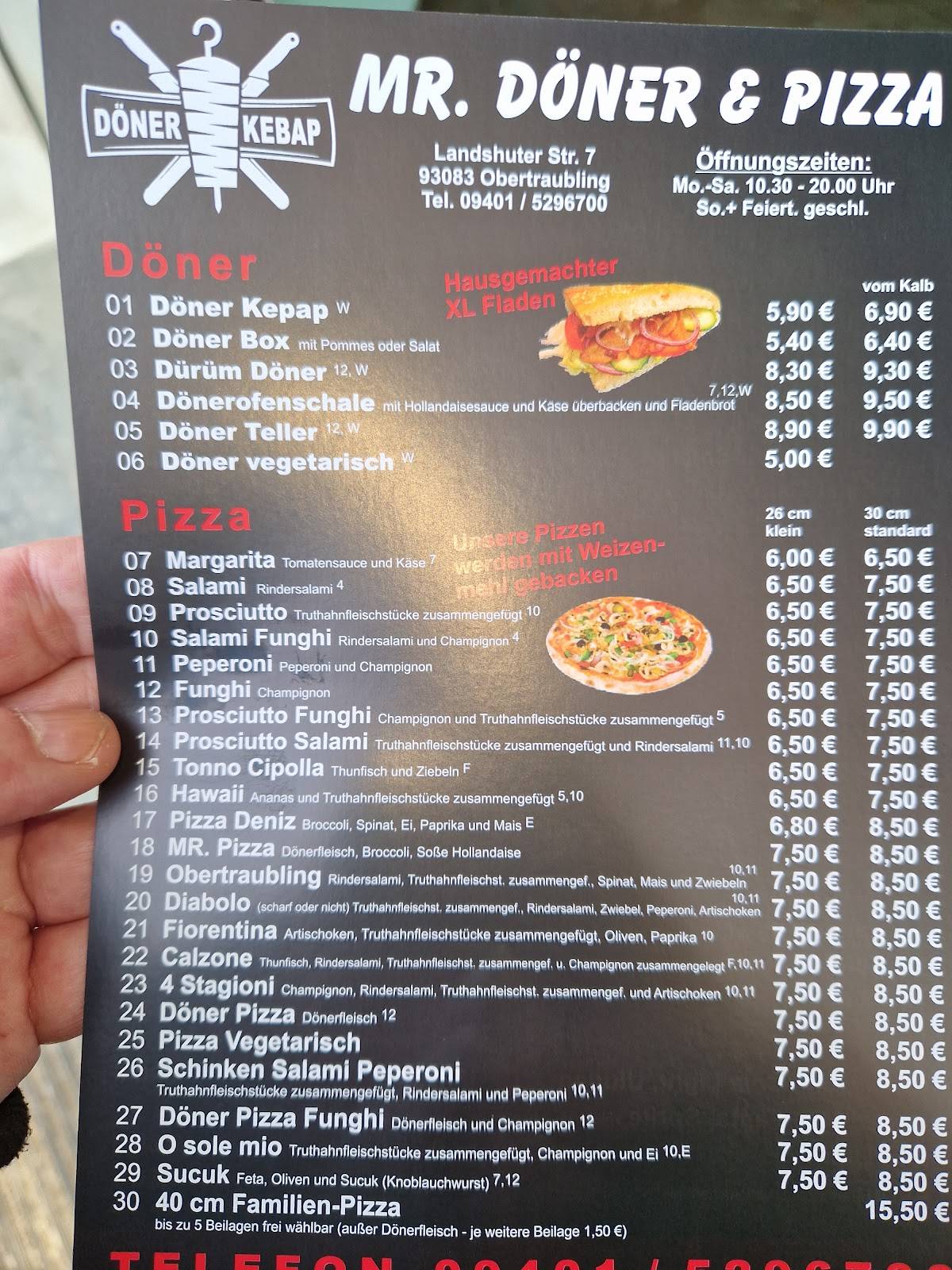 Speisekarte von Mr. Döner & Pizza, Obertraubling
