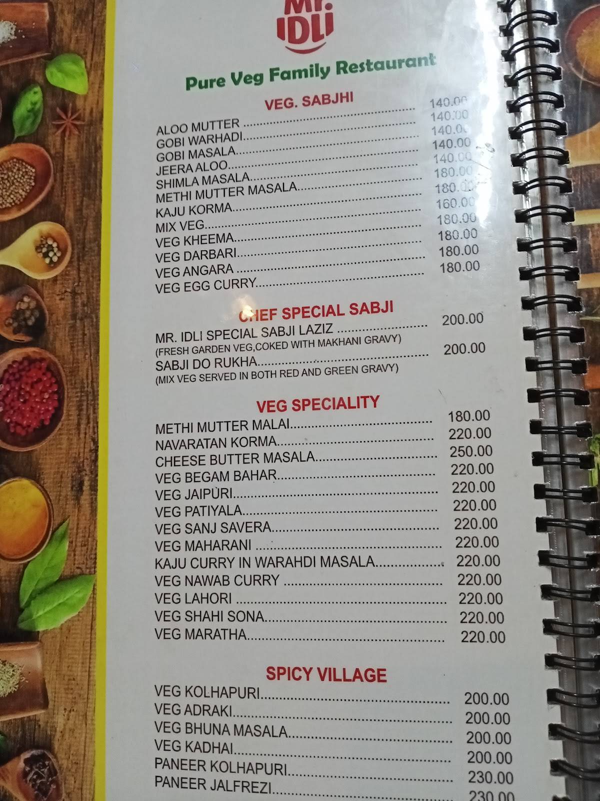 Menu at Mr.Idli & Chat's Amravati, Amravati