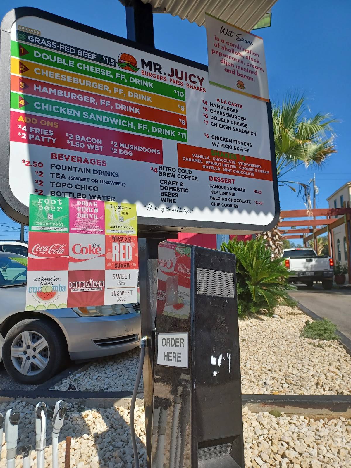 Menu at Mr Juicy restaurant, San Antonio