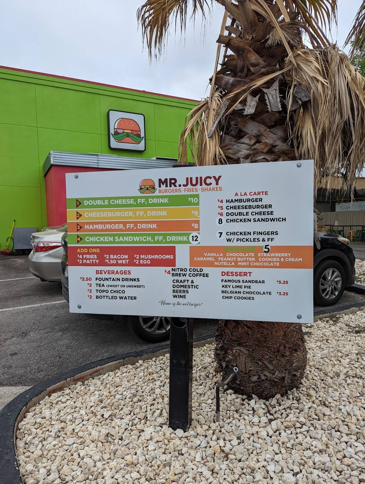Menu at Mr Juicy restaurant, San Antonio