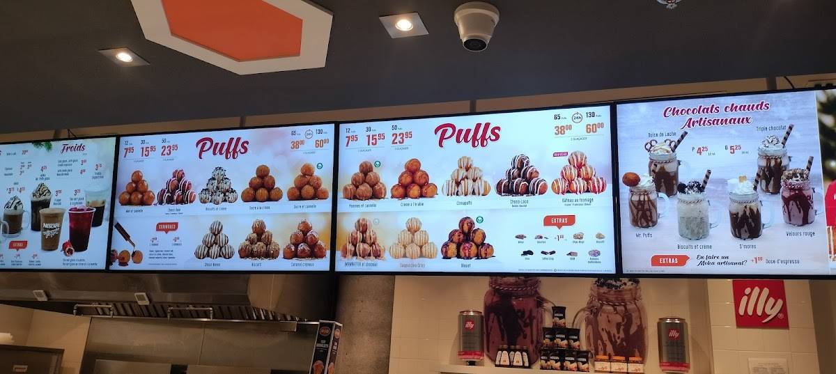 Menu at Mr. Puffs desserts, Montréal, Blvd. De Maisonneuve Ouest #7