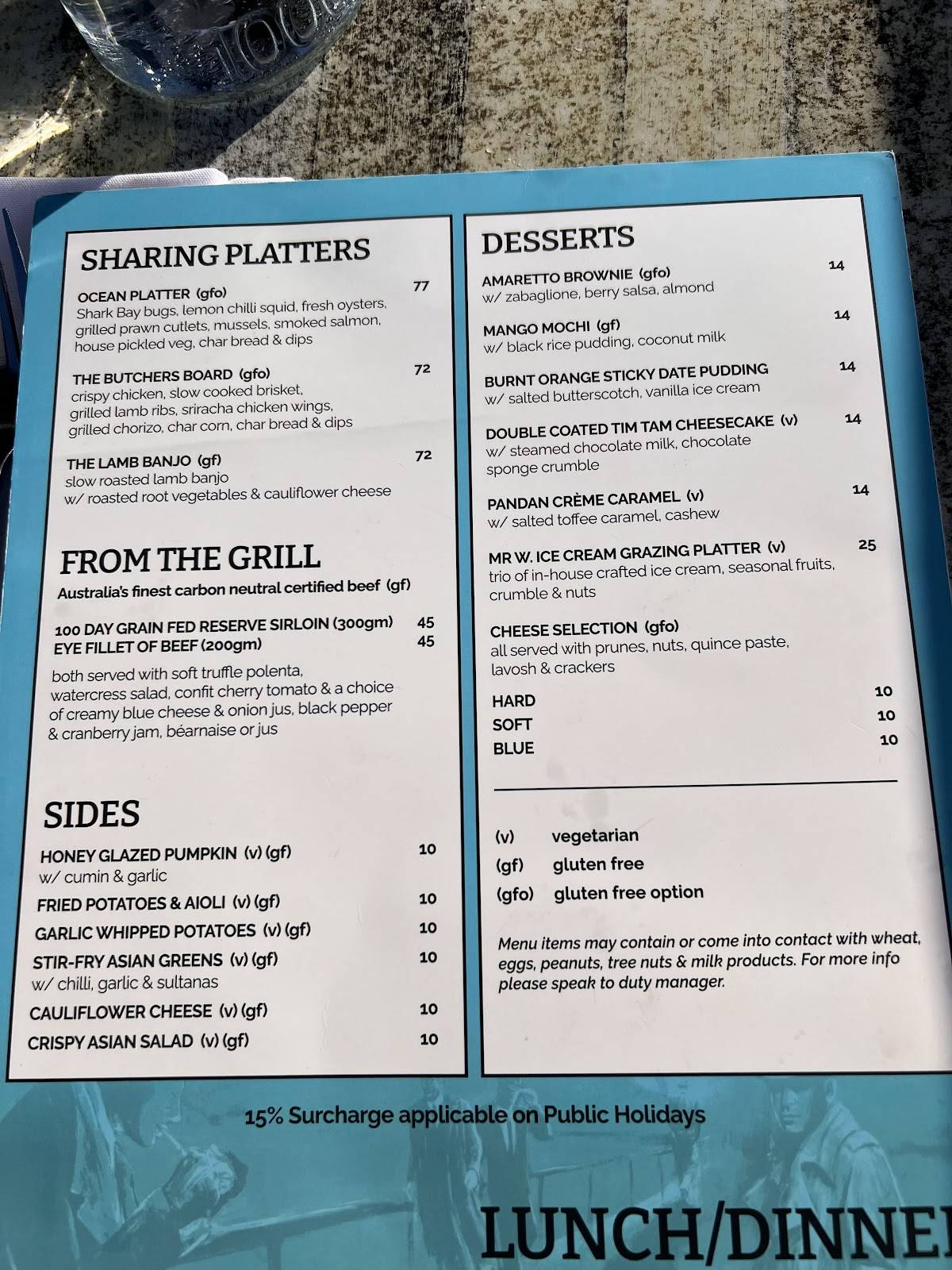 Menu at Mr Walker Restaurant, South Perth, 80 S Perth Esplanade