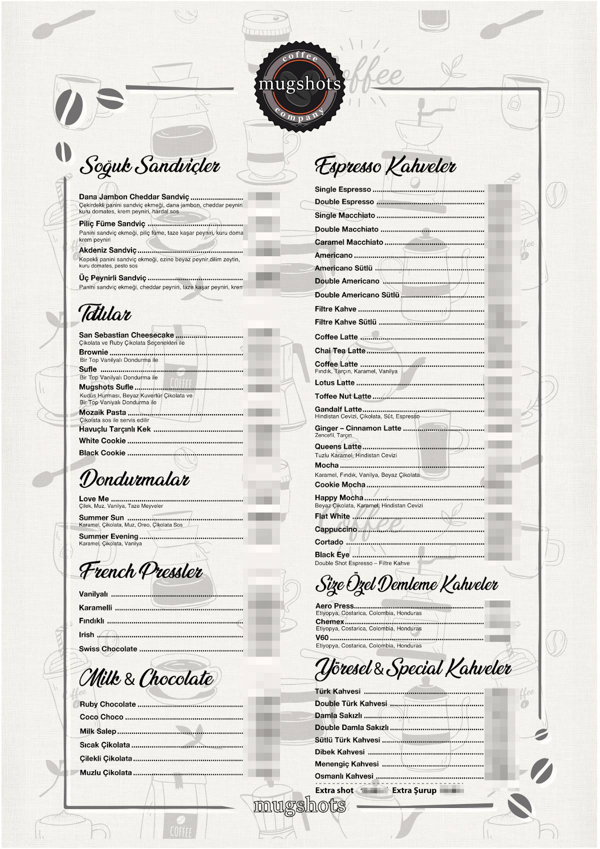 Carta de Mugshots Coffee Beşiktaş, Estambul, Ihlamurdere Cd. 68/A