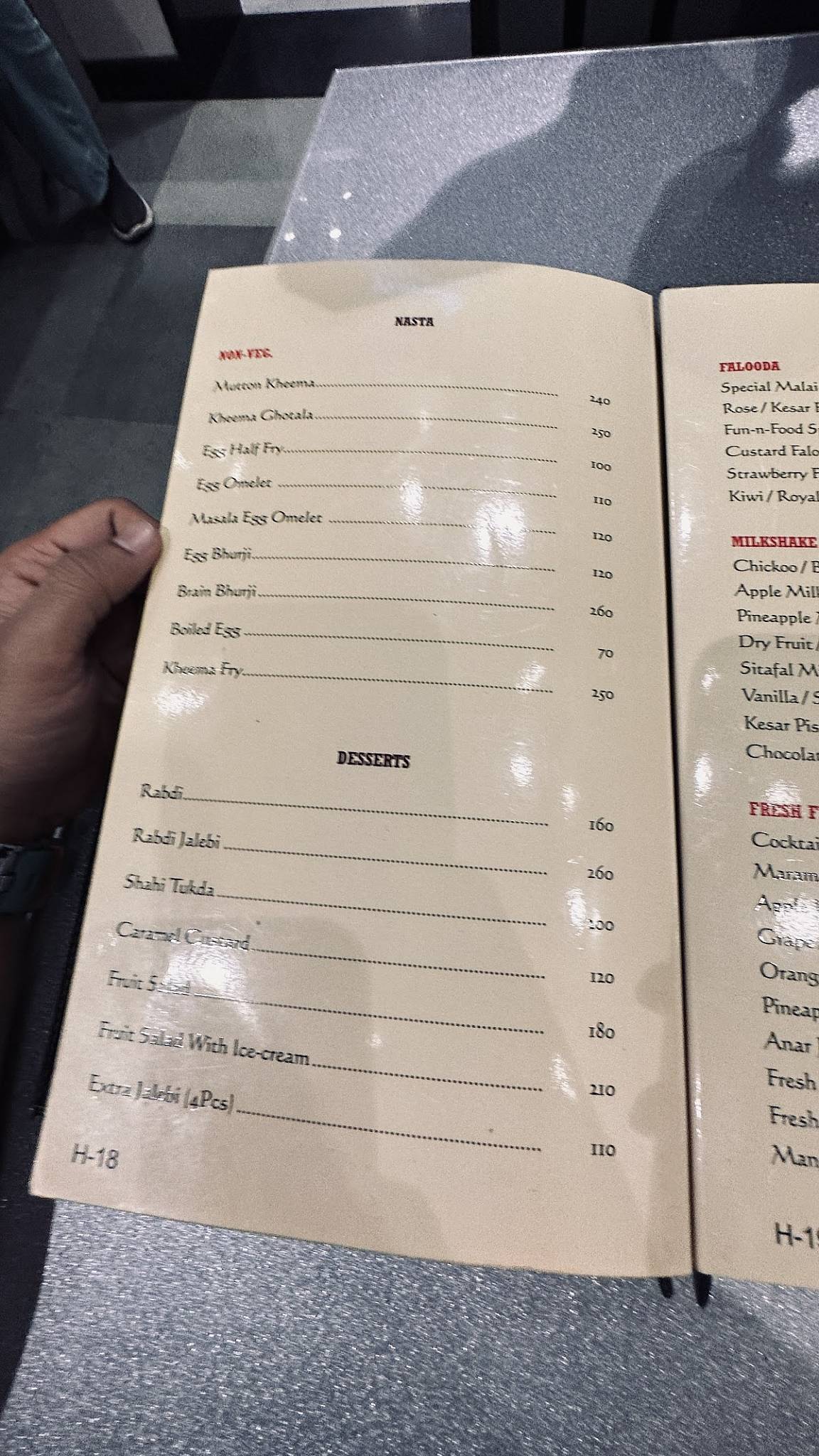 Menu at Arabian restro enroute Daman, Mumbai