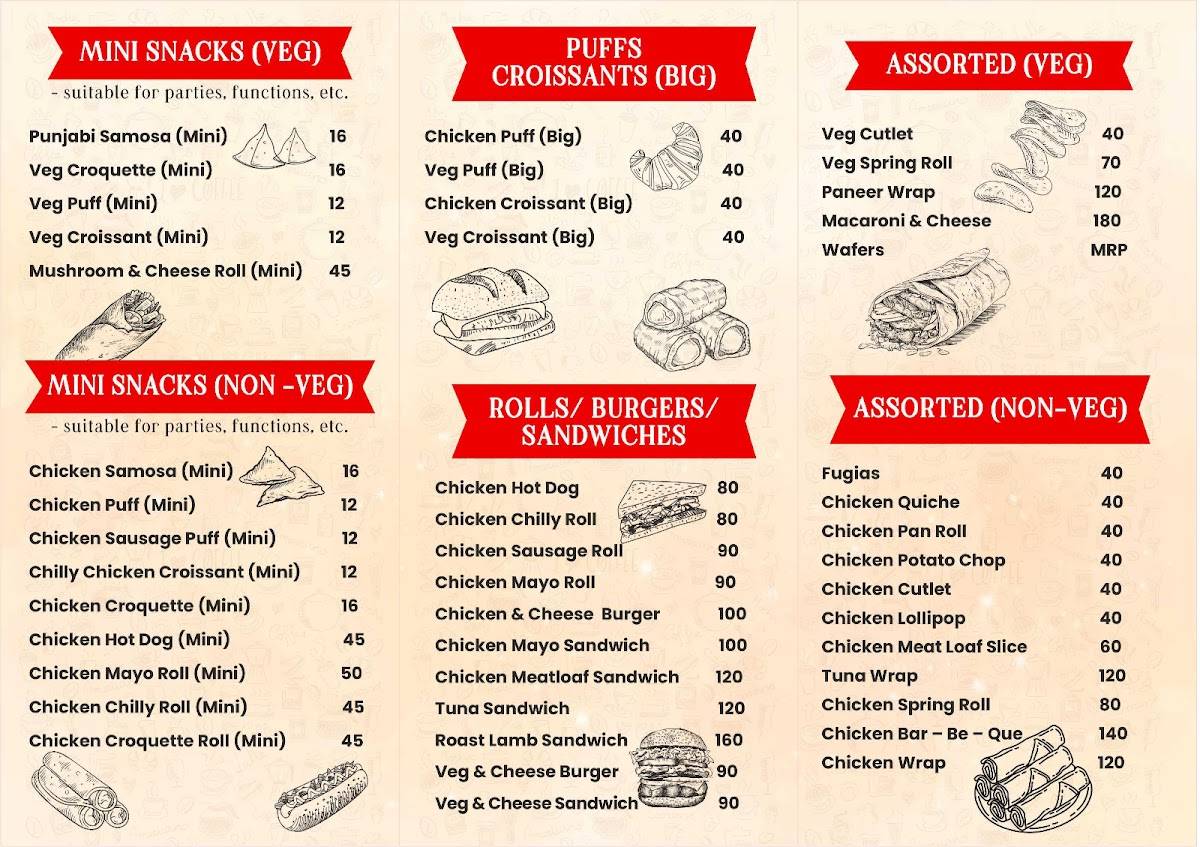 Menu at Café Andora, Mumbai