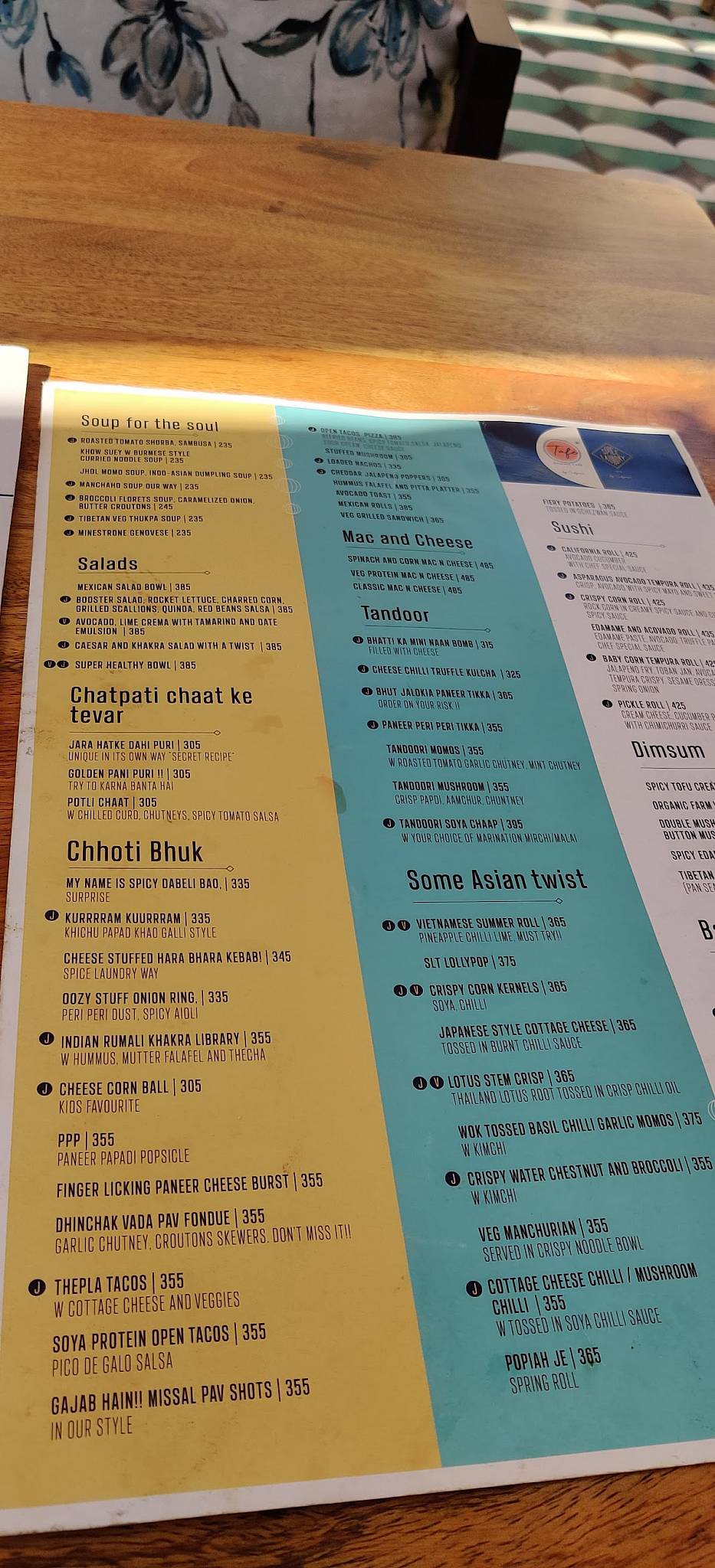 Menu at Spice Laundry, Mumbai, 2nd floor
