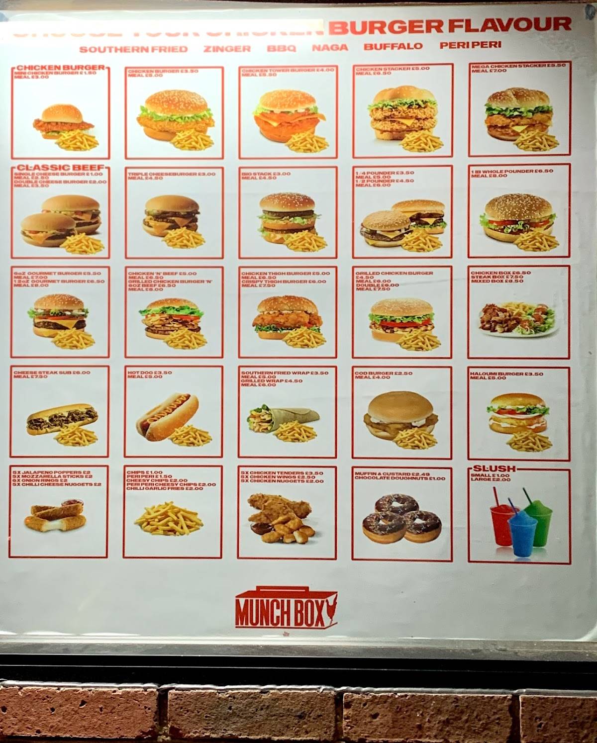 Carta del restaurante Munch Box Halal, Londres, 1 Priory Rd