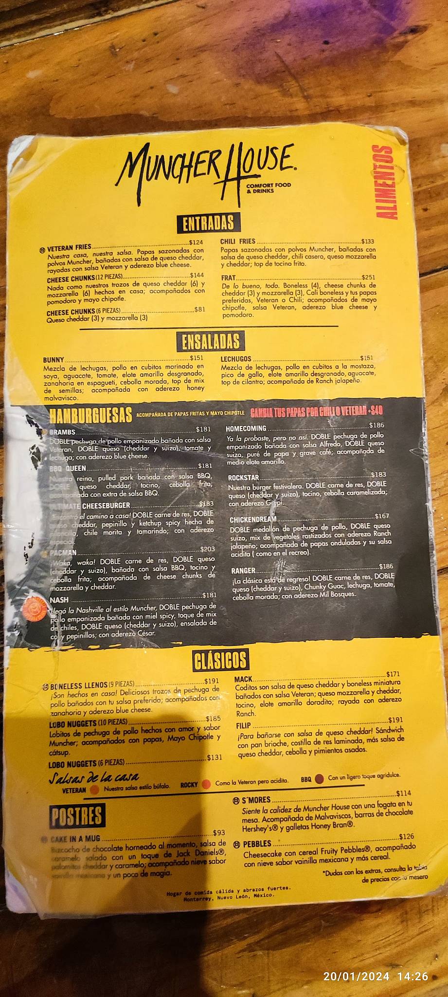 Carta del restaurante Muncher House Anáhuac, San Nicolás del los Garza, Av. Manuel L. Barragán 325