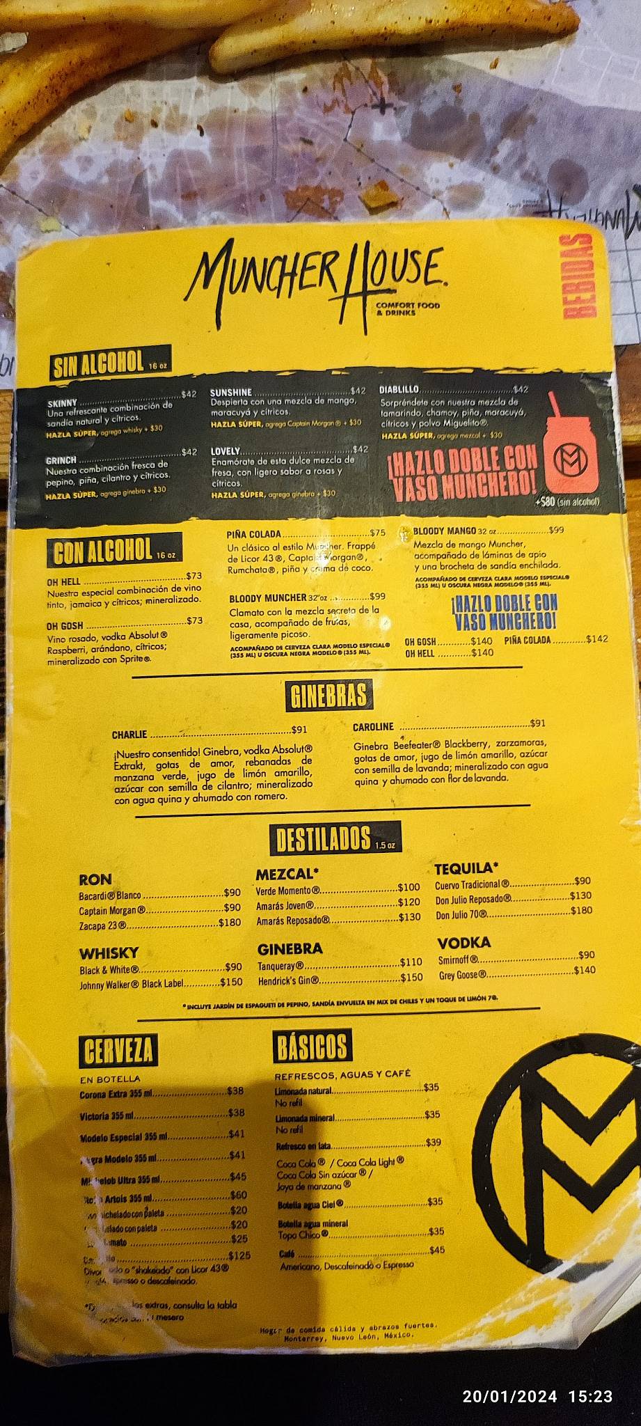 Carta del restaurante Muncher House Anáhuac, San Nicolás del los Garza, Av. Manuel L. Barragán 325