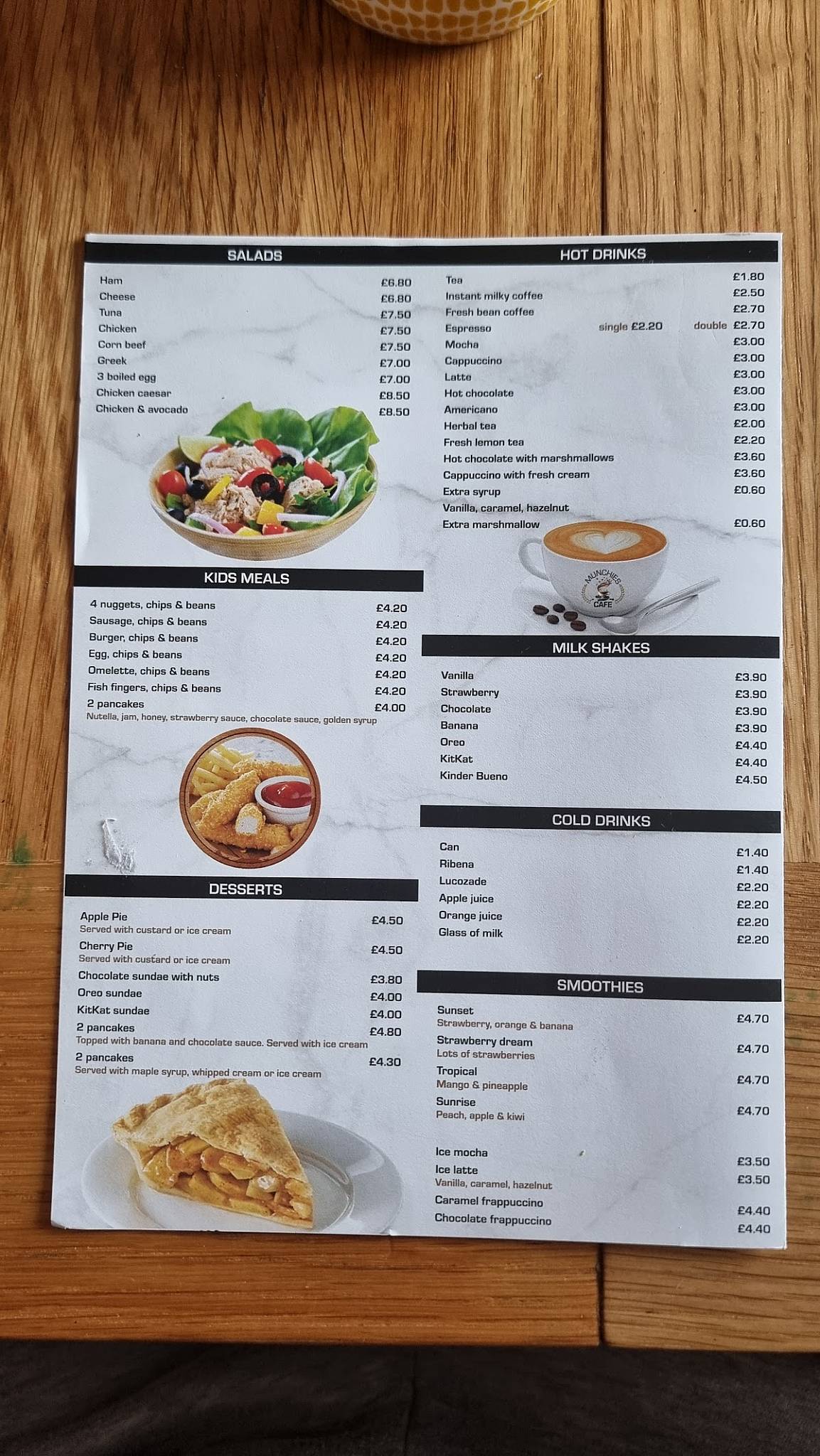 Menu at Munchies cafe, Erith, 228 Bexley Rd