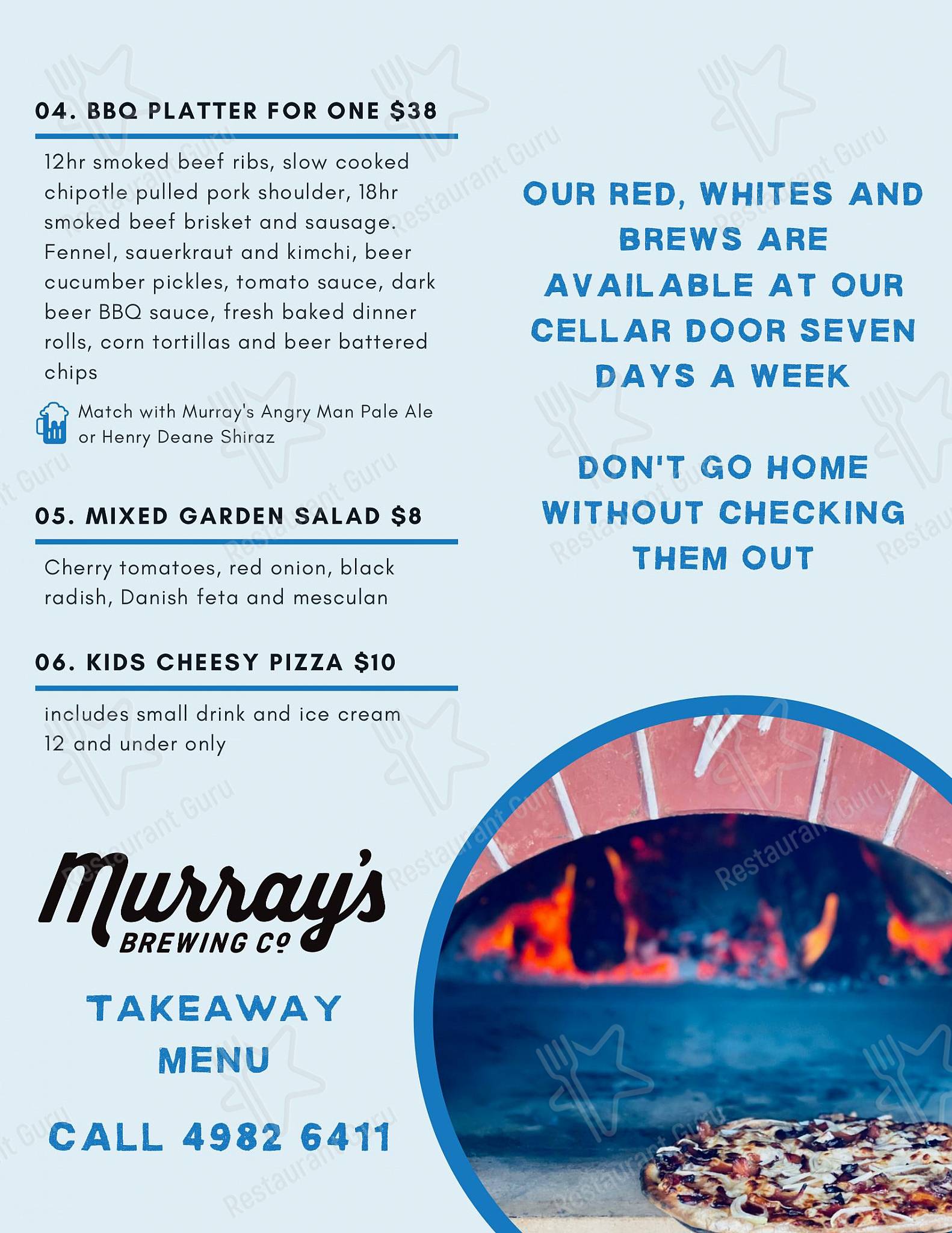 Menu at Bob Farm by Murray's pub & bar, Bobs Farm