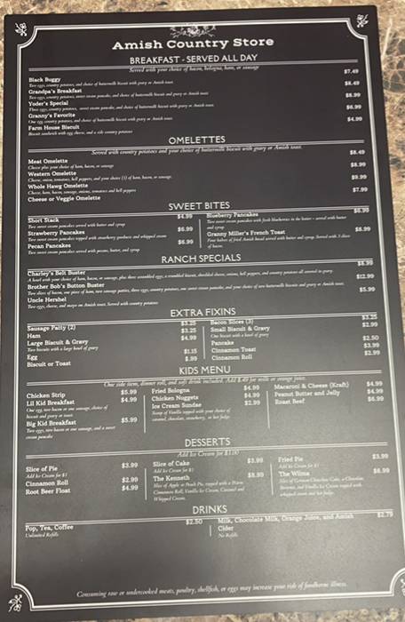 Menu at Amish Country Store & Restaurant, Muskogee Menu at Amish Country Store & Restaurant, Muskogee