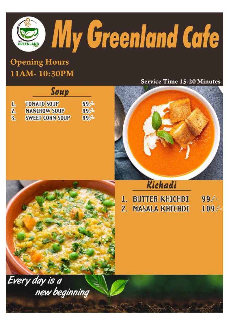 Menu at My Greenland Cafe, Lalitpur
