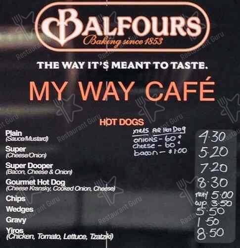 Menu at My Way Cafe, Adelaide, 76 Light Square