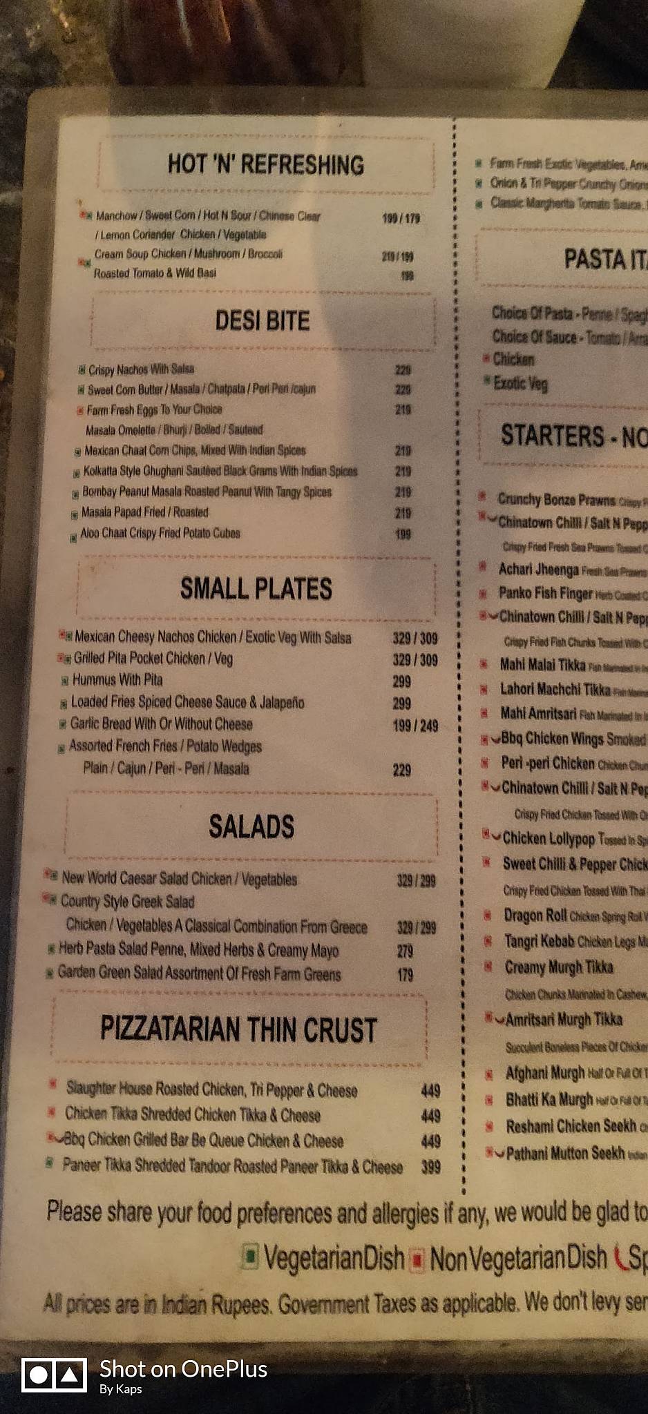 Menu at Hangover, Gurugram, Naansense