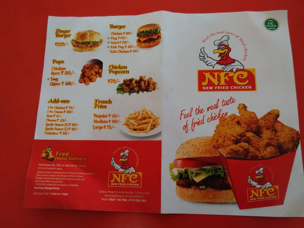 Menu at NFC New Fried Chicken Restaurant, Kunnamkulam