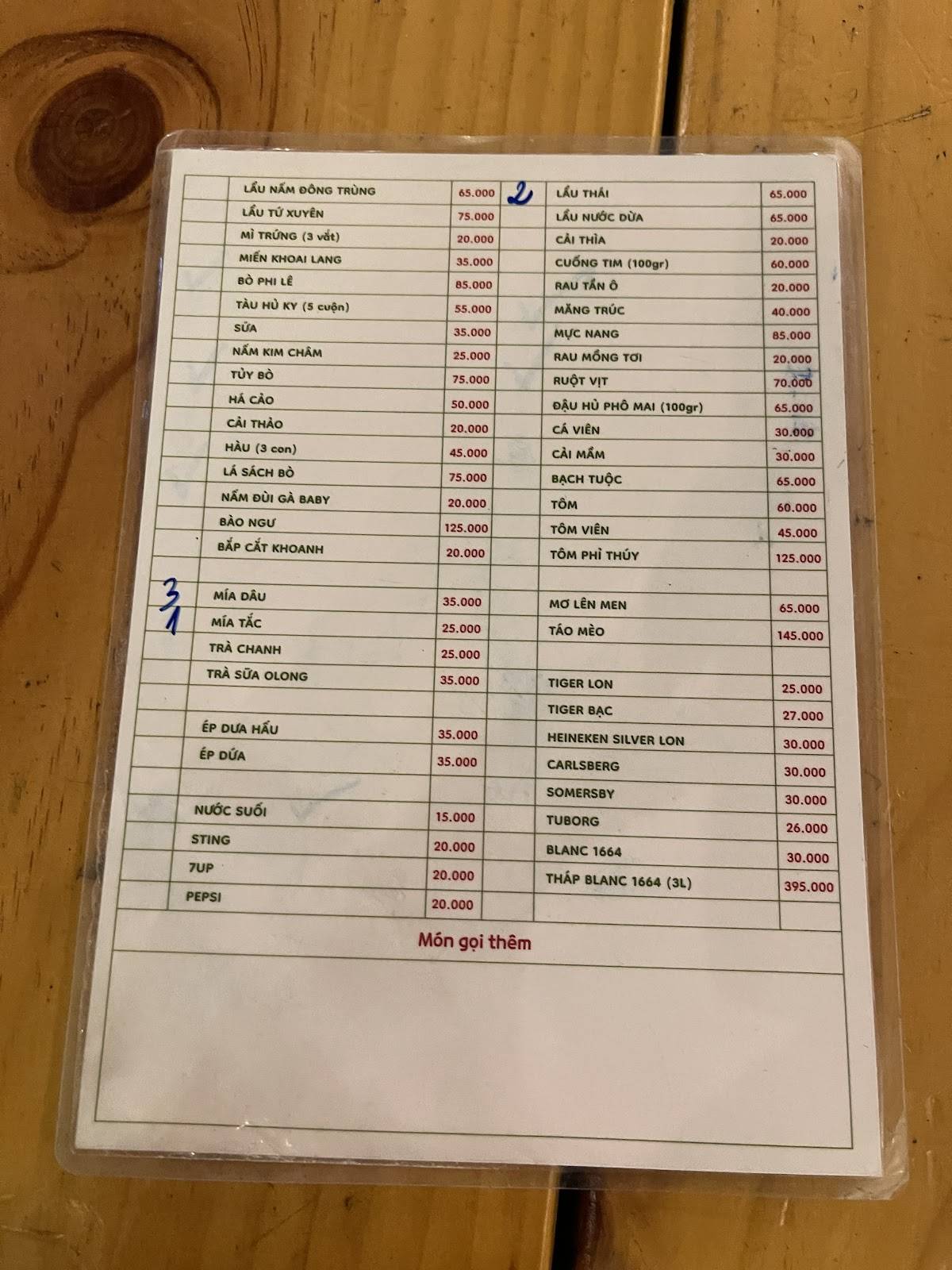 Menu at NONG - Farm To Grill restaurant, Ho Chi Minh City