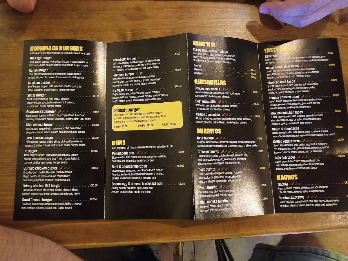 Menu at NOVI Burger restaurant, Gzira
