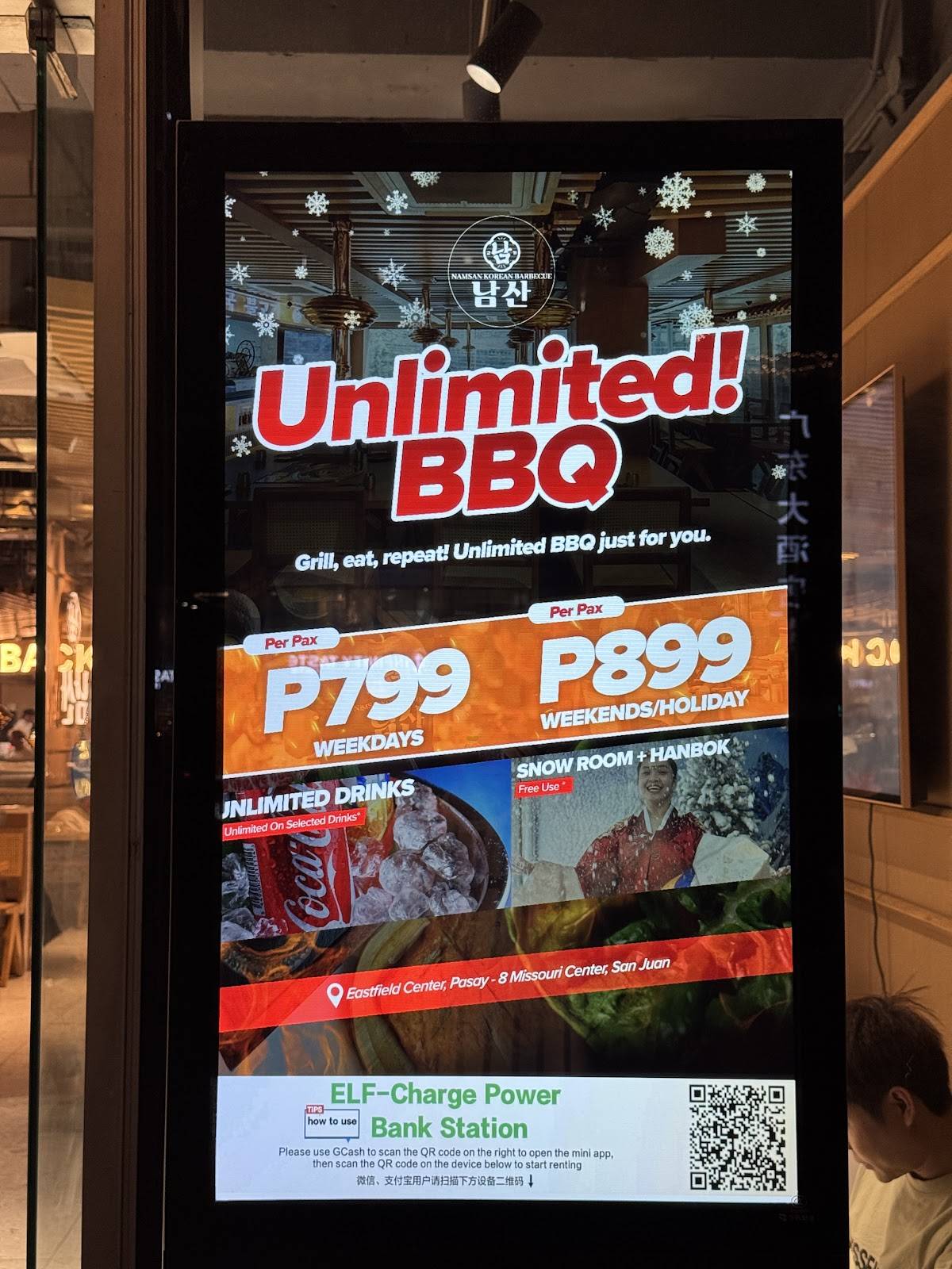 Menu at Namsan Korean Barbeque, Pasay