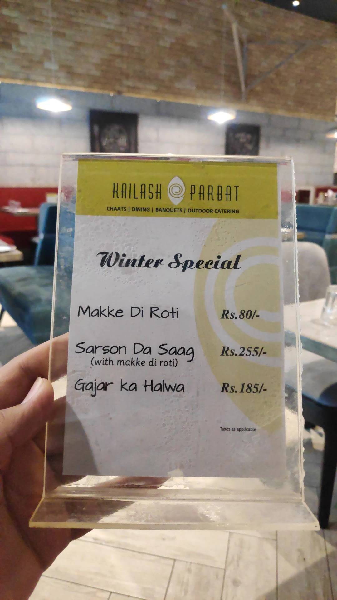 Menu at Kailash Parbat, Navi Mumbai, Unit No.110