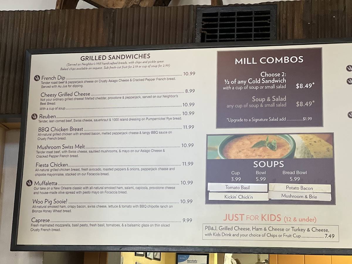 Menu at Neighbor's Mill Bakery & Cafe, Harrison, 1012 N Highway 62 65 Bus