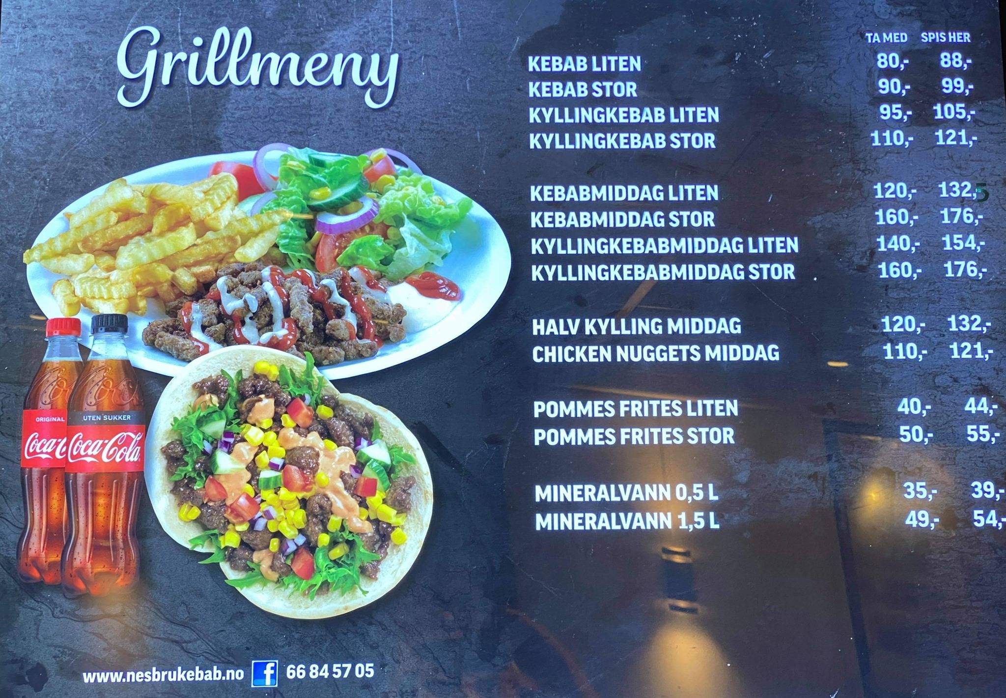 Menu at Nesbru kebab pizzeria, Asker