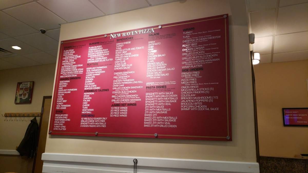 Menu at New Haven Style Pizza pizzeria, West Chester