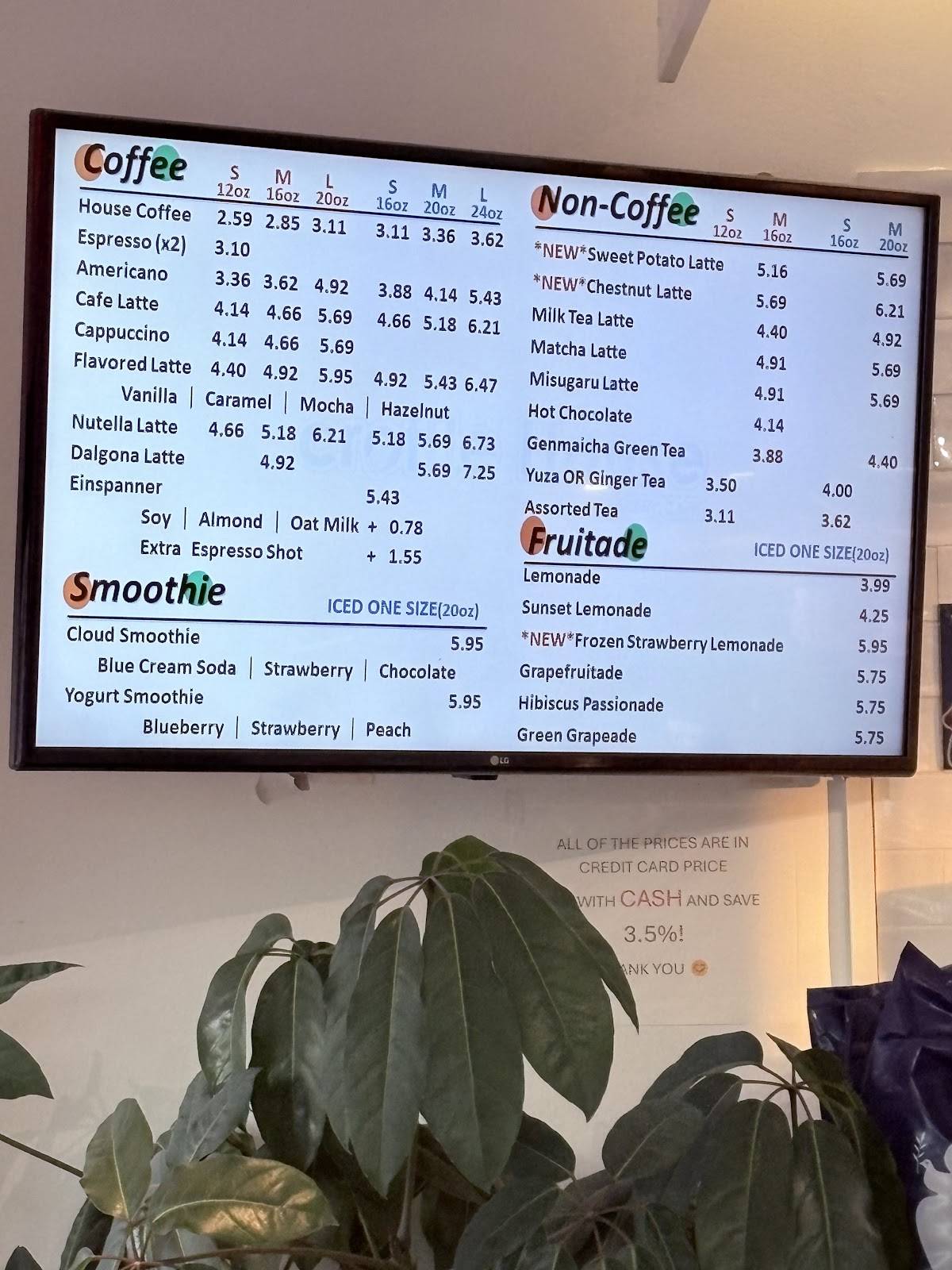 Menu at Croffle House cafe, New York City