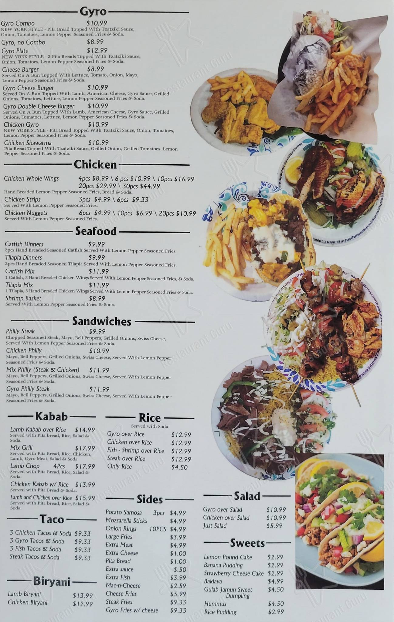 Menu at New York Gyro Marion restaurant, Marion