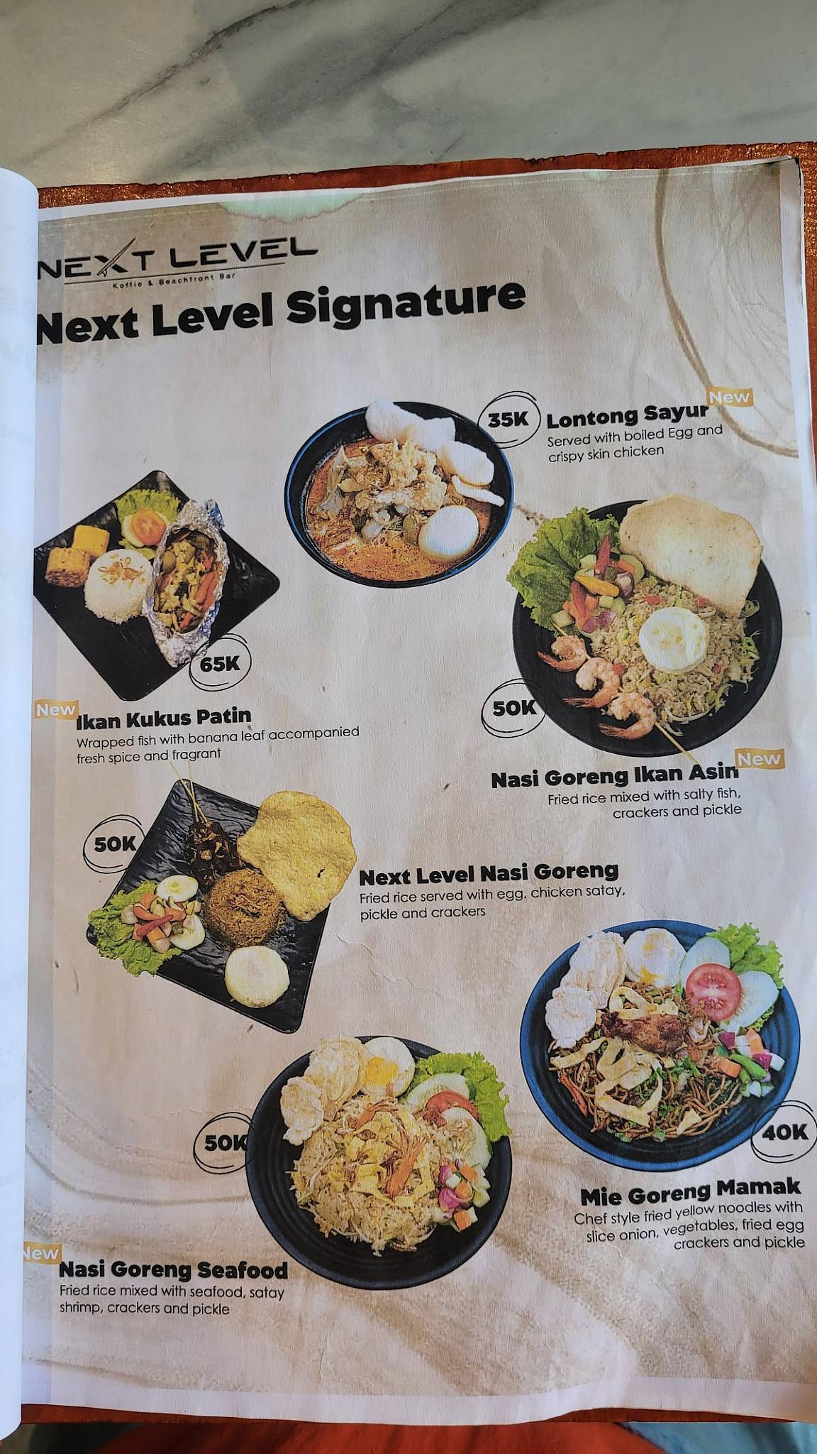 Menu at Next Level Koffie & Beachfront Bar, Batam
