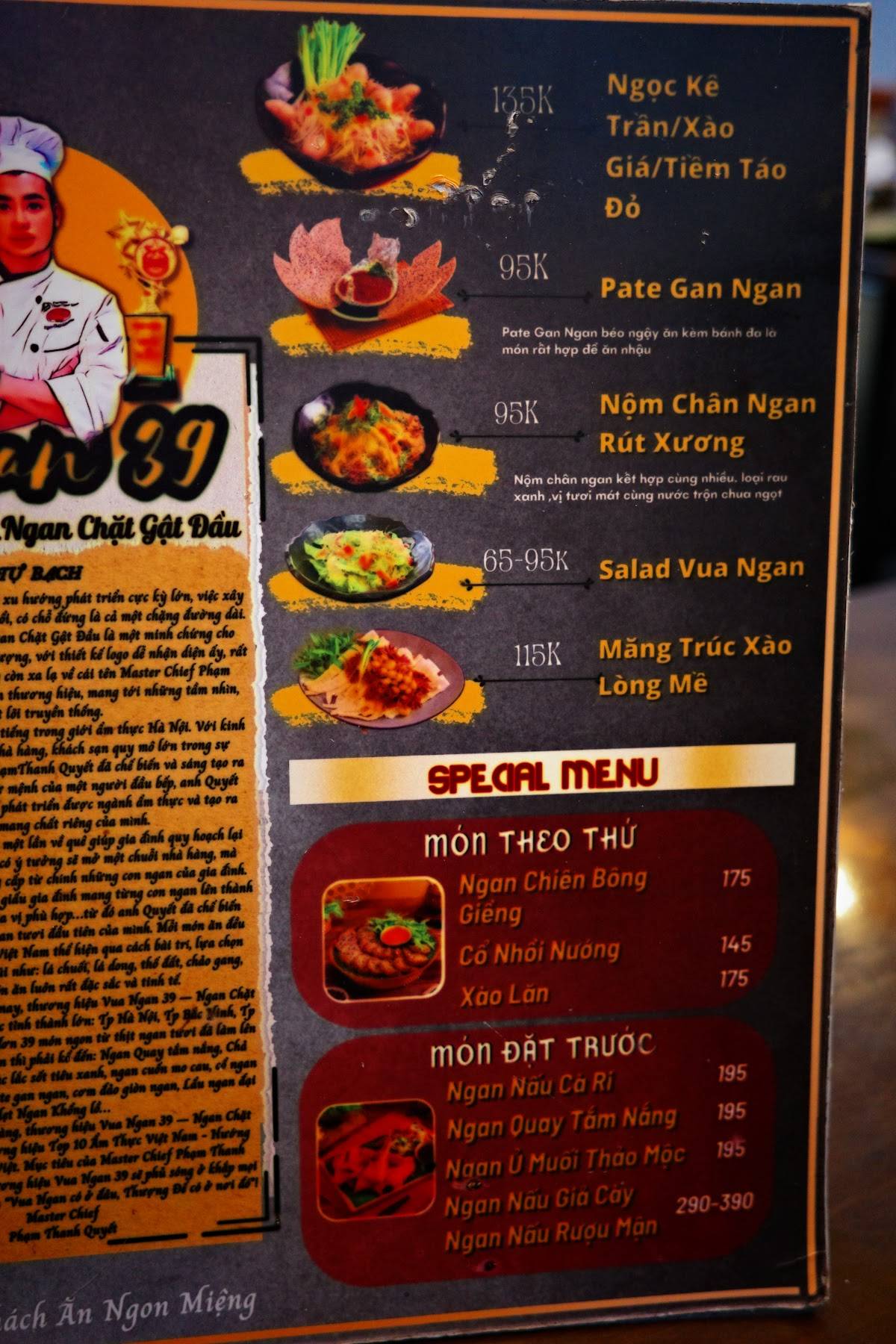 Menu at Ngan Chặt Gật Đầu Ngọc Lâm restaurant, Hanoi, 35 Đ. Ngọc Lâm