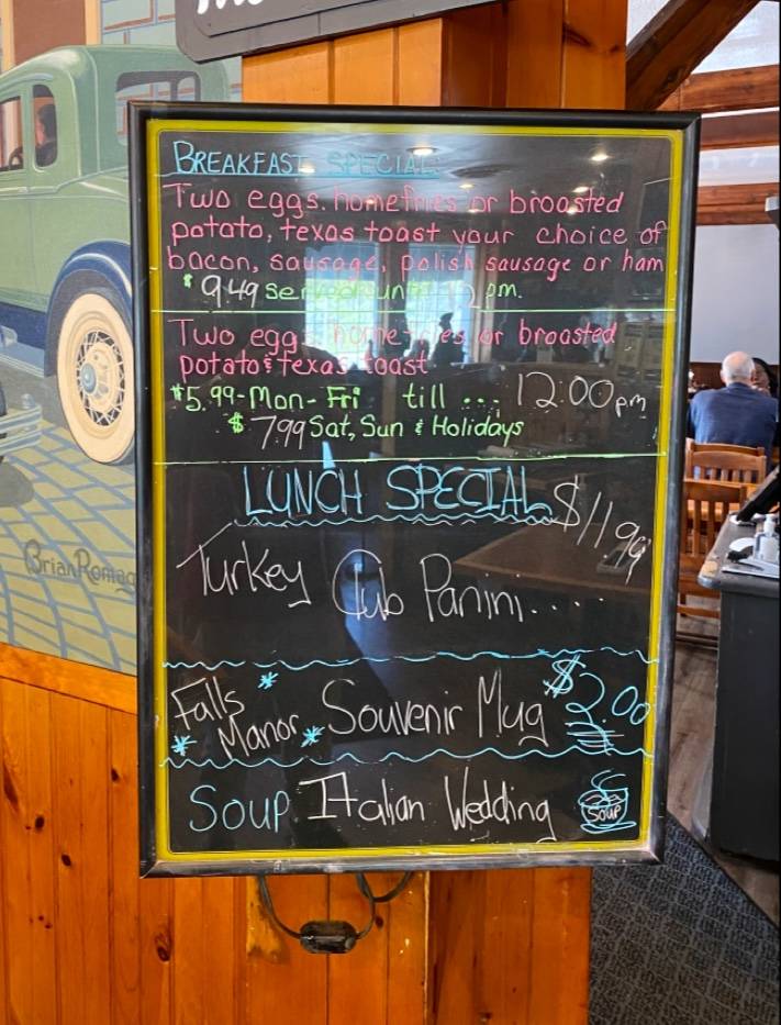 Menu at Falls Manor Restaurant, Niagara Falls
